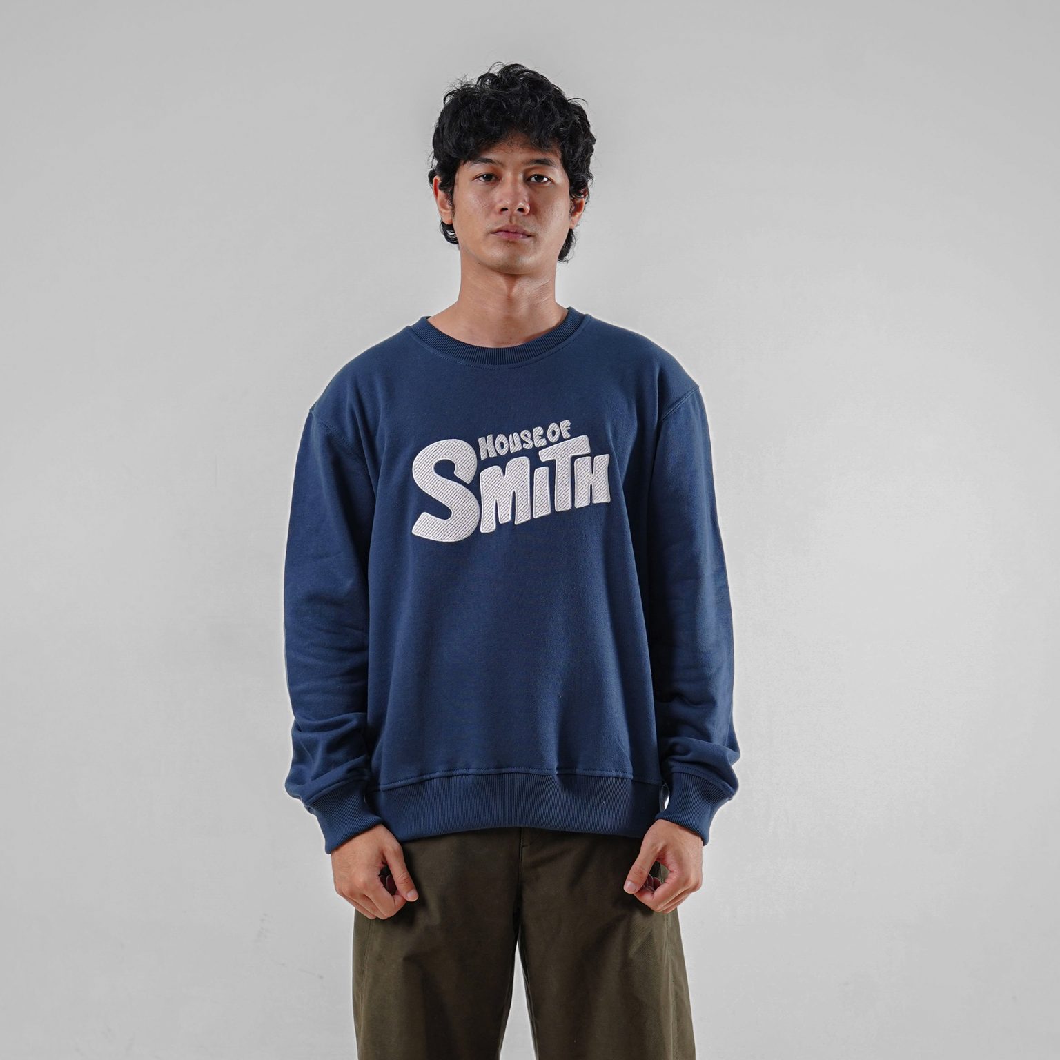 House of Smith Sweater Crewneck Pria - Founder Blue Crewneck Regular ...