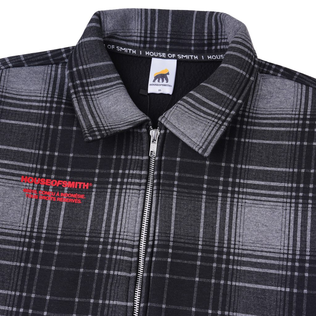 House of Smith Jaket Pria - Field Grid Work Jacket Black Grey - Work ...