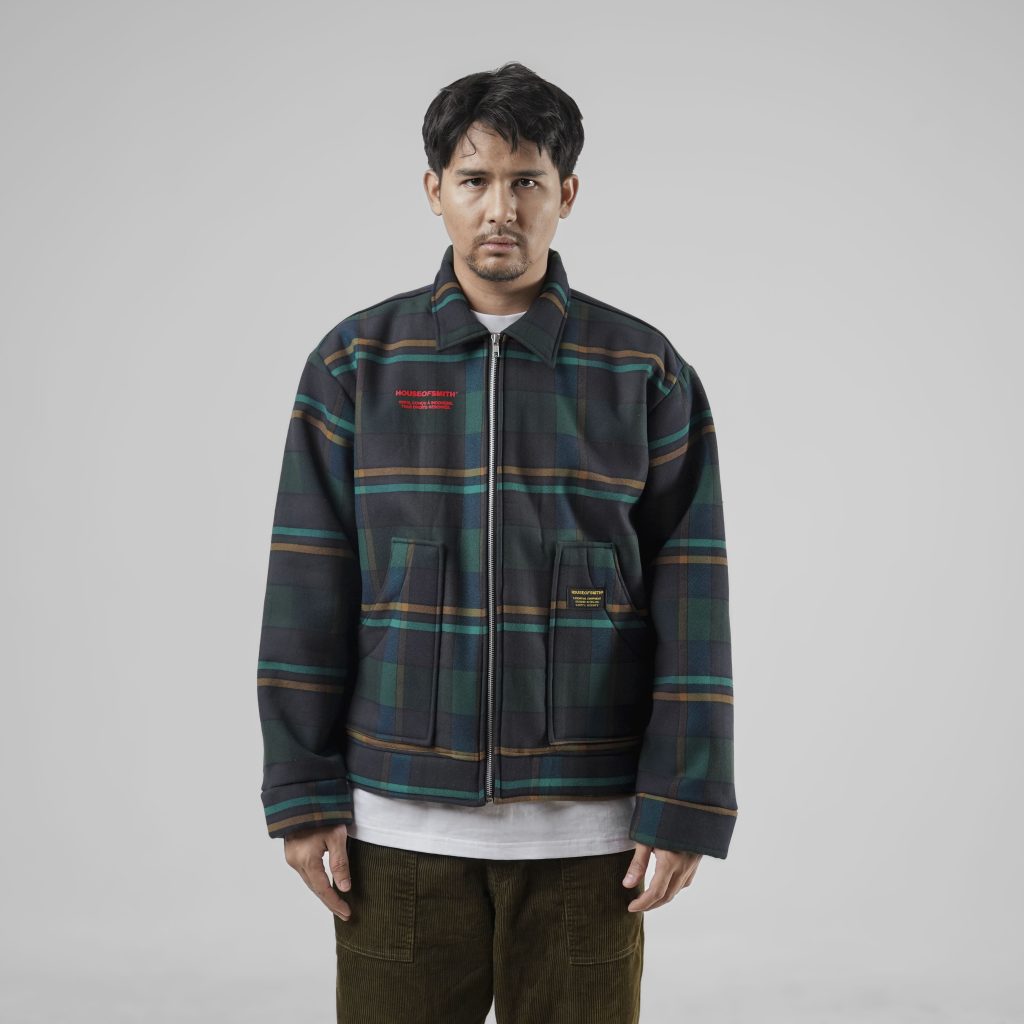 House of Smith Jaket Pria - Field Grid Work Jacket Green - Work Jacket ...