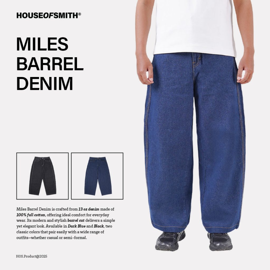 House of Smith Celana Denim Pria - Miles Barrel Denim - Barrel Denim ...